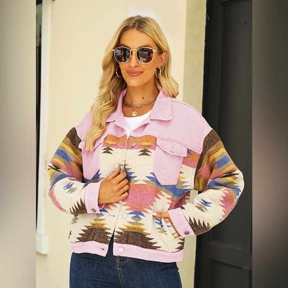 Jackets & Coats | Printed Dropped Shoulder Long Sleeve Denim Jacket ...